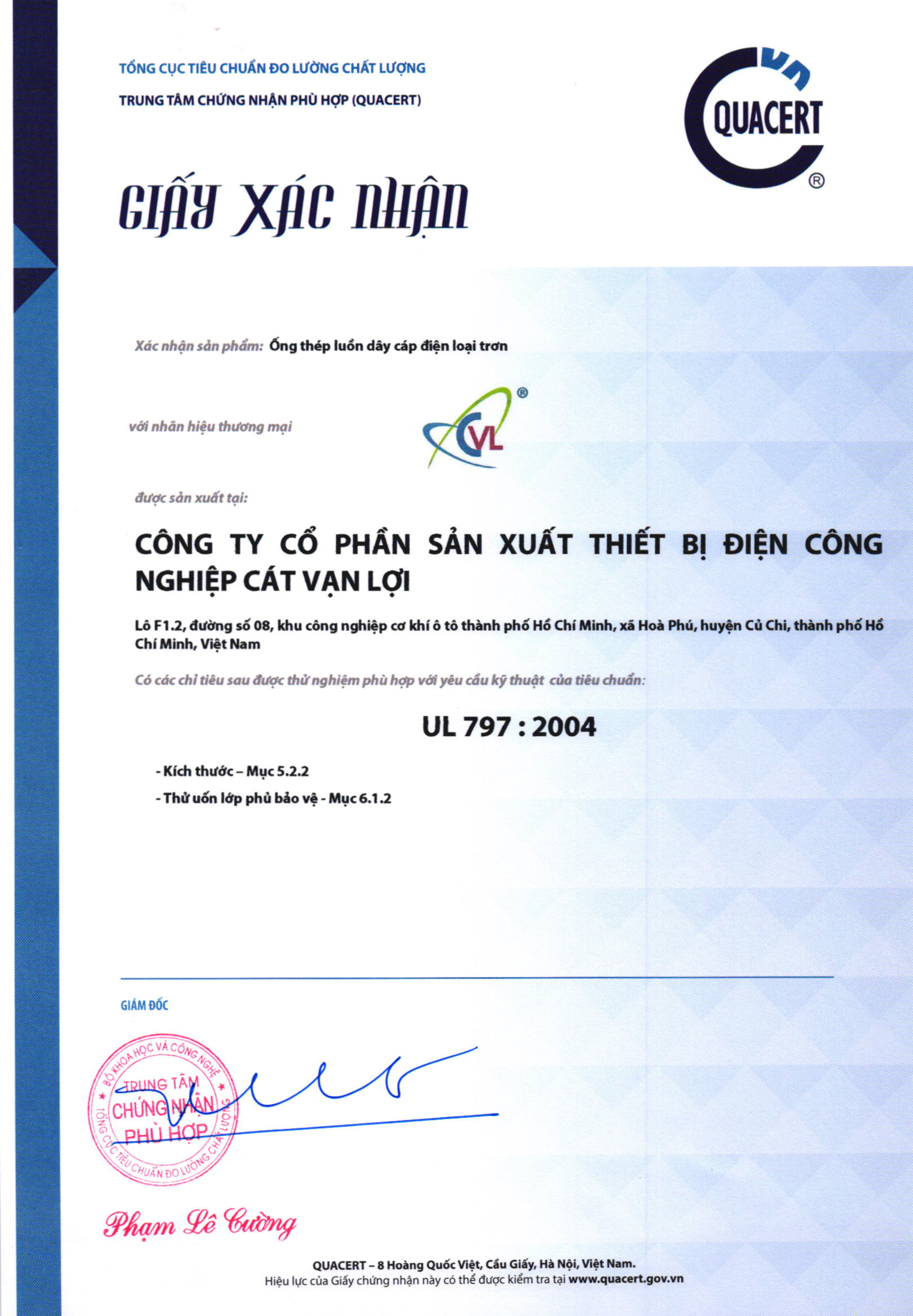 Cát Vạn Lợi trở thành 1 trong 6 doanh nghiệp tại Việt Nam được chính ...